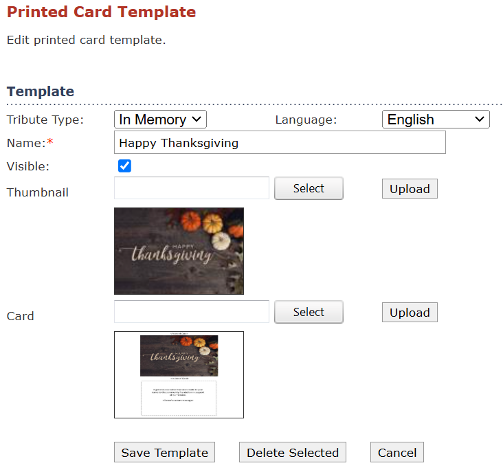 How do I create a Printed Tribute Card?