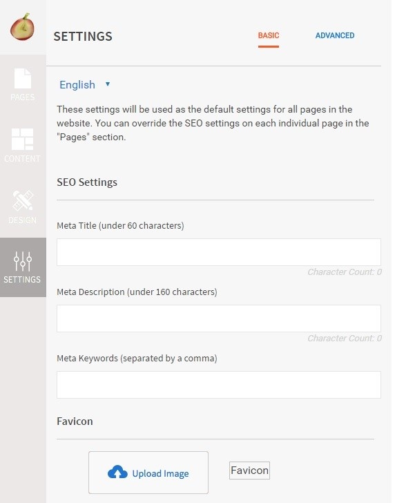 What do Settings do in the Website CMS?
